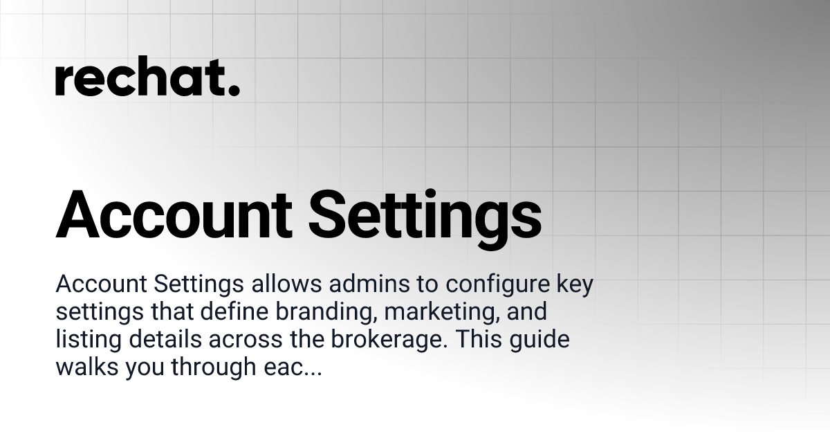 Account Settings | Rechat. Help Center